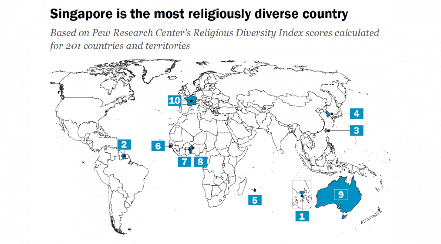 Which countries have the greatest religious diversity? Here is the map ...